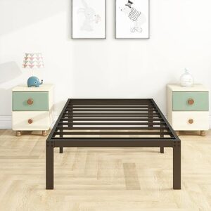 dumee metal twin bed frames 14 inch high heavy duty metal platform bed frame twin size no box spring needed, under bed storage, enhanced support noise free, black