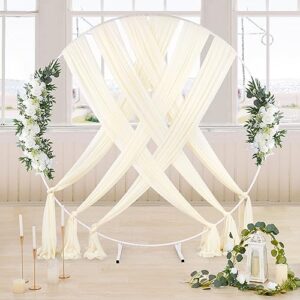 6 panels wedding arch fabric drape ivory 6 yards sheer backdrop curtain chiffon fabric for wedding party ceiling reception decoration