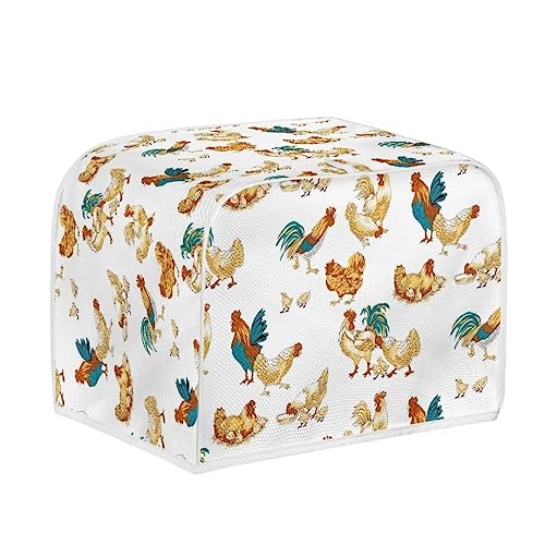 Yiekeluo Farm Chicken 4 Slice Toaster Cover Appliance Cover Bread Maker Cover Oven Dustproof Cover-Stain Resistant-Washable