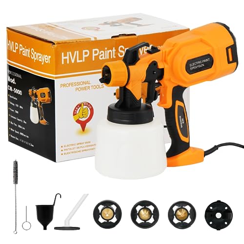 Paint Sprayer, 750W HVLP Electric Paint Sprayer, Paint Spray Gun 1400ml Container, Copper Nozzles and 3 Patterns, Paint Sprayers for Home Interior and Exterior, Chairs, Walls, Fence, Door, Cabinet