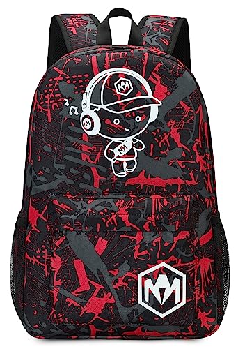 School Backpack for Teen Boys Bookbags Elementary High School Laptop Bags MenTravel Daypacks (Red)