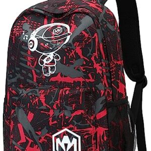 School Backpack for Teen Boys Bookbags Elementary High School Laptop Bags MenTravel Daypacks (Red)