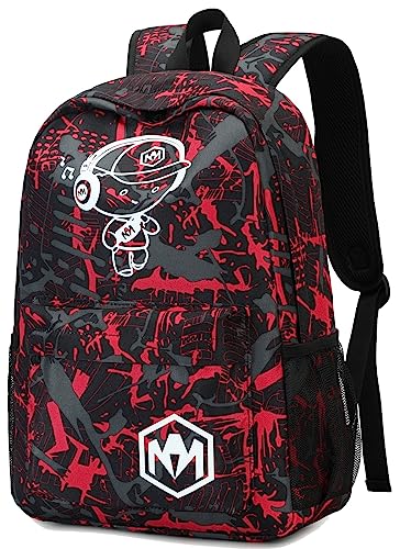 School Backpack for Teen Boys Bookbags Elementary High School Laptop Bags MenTravel Daypacks (Red)