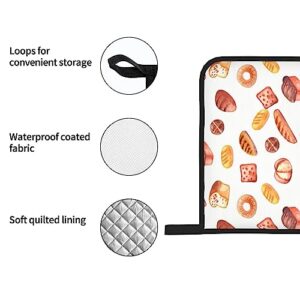 Painted Bread Oven Mitts and Pot Holders Sets 4pcs Heat Resistant Waterproof for Cooking Baking Grilling