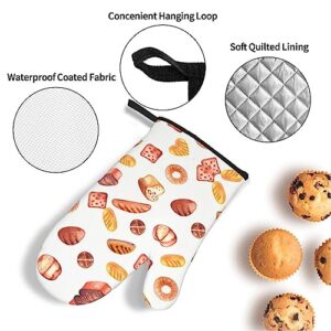 Painted Bread Oven Mitts and Pot Holders Sets 4pcs Heat Resistant Waterproof for Cooking Baking Grilling