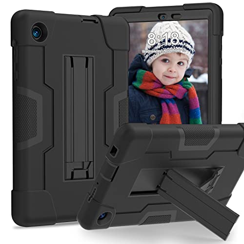 TCL Tab 8 LE Case for Kids 9137W,YLDZSH for TCL Tab 8 WiFi Tablet Case 9132X Soft Silicone Hard Back Hybrid Case for TCL Tab 8 Tablet (Black)