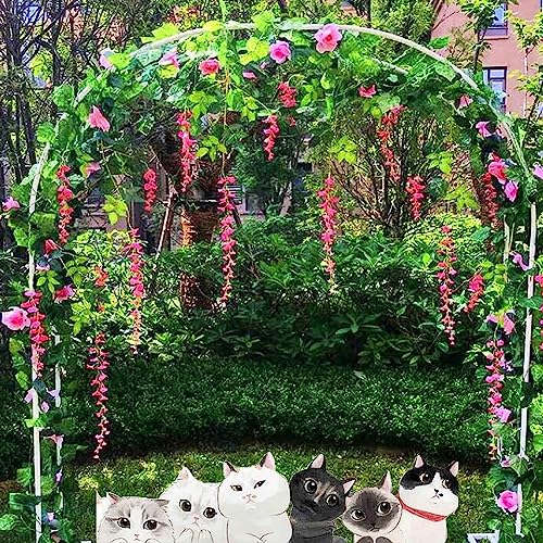 Metal Steel Frame Garden Rose Arch Trellis 2.4M Black Heavy Duty Strong Climbing Plants Archway Tubular,White,W3M*H2.2M