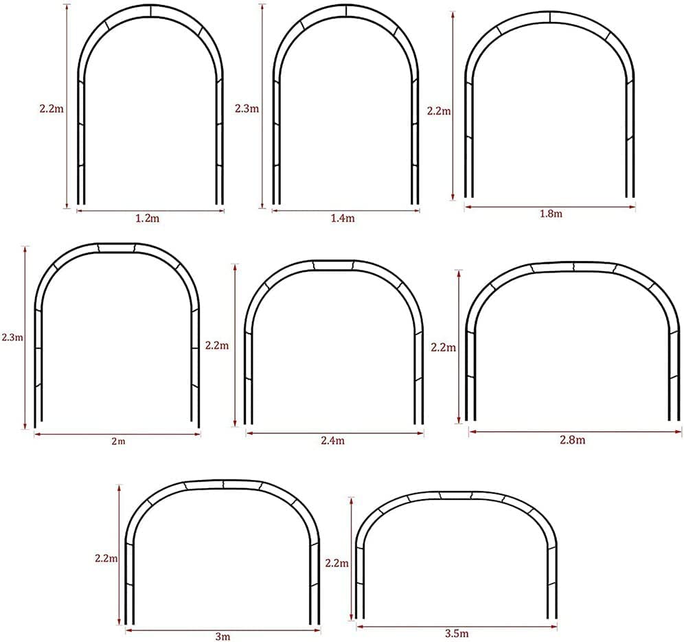 Metal Steel Frame Garden Rose Arch Trellis 2.4M Black Heavy Duty Strong Climbing Plants Archway Tubular,White,W3M*H2.2M