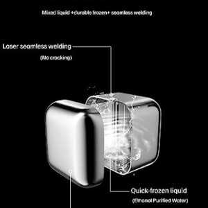 8 Pieces Stainless Steel Whiskey Cooling Stone, Reusable Ice Cube, High Cooling TechnologyFor Whiskey, Vodka, Liqueur, Wine, Beverage Juice Or Soda, Tray With Clamps and Ice Cube