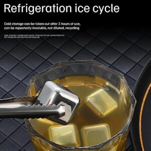 8 Pieces Stainless Steel Whiskey Cooling Stone, Reusable Ice Cube, High Cooling TechnologyFor Whiskey, Vodka, Liqueur, Wine, Beverage Juice Or Soda, Tray With Clamps and Ice Cube