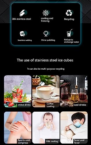 8 Pieces Stainless Steel Whiskey Cooling Stone, Reusable Ice Cube, High Cooling TechnologyFor Whiskey, Vodka, Liqueur, Wine, Beverage Juice Or Soda, Tray With Clamps and Ice Cube