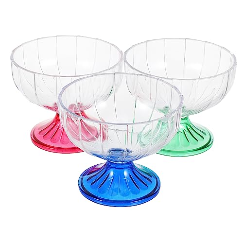 KOMBIUDA 3pcs Ice Cream Cup Mini Baking Cups Dessert Bowls Disposable Glass Trifle Bowl Cupcake Containers Footed Martini Glass Ice Cream Cups Juice Cup Party Drinking Cup Smoothie Cup Rum