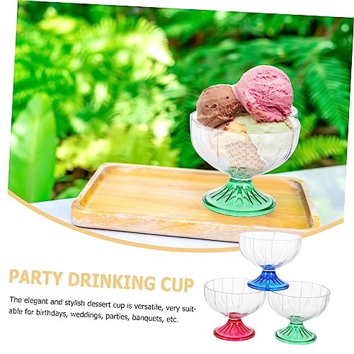 KOMBIUDA 3pcs Ice Cream Cup Mini Baking Cups Dessert Bowls Disposable Glass Trifle Bowl Cupcake Containers Footed Martini Glass Ice Cream Cups Juice Cup Party Drinking Cup Smoothie Cup Rum