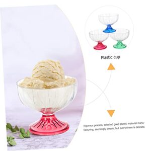 KOMBIUDA 3pcs Ice Cream Cup Mini Baking Cups Dessert Bowls Disposable Glass Trifle Bowl Cupcake Containers Footed Martini Glass Ice Cream Cups Juice Cup Party Drinking Cup Smoothie Cup Rum