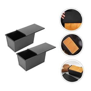 Angoily 2pcs Toast Box Mini Cake Mold French Toast Mini Oven Bread Pans Pullman Pan Bread Toast Mold Cake Baking Tools Toast Baking Box Kitchen Supplies Big Bread Cast Iron With Cover