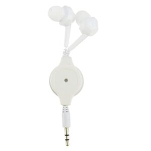 jewedeco ear buds wired ear headphones mini earphone sound insulation ear plugs in-ear earphone retractable headset wrap around earbuds headphone wrap white soundproof plug storage