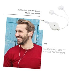 JEWEDECO Ear Buds Wired Ear Headphones Mini Earphone Sound Insulation Ear Plugs in-Ear Earphone Retractable Headset wrap Around Earbuds Headphone wrap White Soundproof Plug Storage