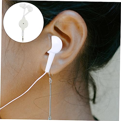 JEWEDECO Ear Buds Wired Ear Headphones Mini Earphone Sound Insulation Ear Plugs in-Ear Earphone Retractable Headset wrap Around Earbuds Headphone wrap White Soundproof Plug Storage