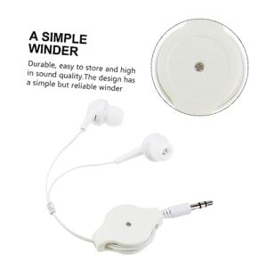 JEWEDECO Ear Buds Wired Ear Headphones Mini Earphone Sound Insulation Ear Plugs in-Ear Earphone Retractable Headset wrap Around Earbuds Headphone wrap White Soundproof Plug Storage