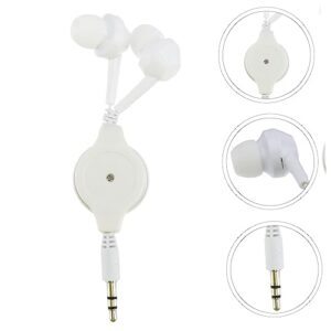 JEWEDECO Ear Buds Wired Ear Headphones Mini Earphone Sound Insulation Ear Plugs in-Ear Earphone Retractable Headset wrap Around Earbuds Headphone wrap White Soundproof Plug Storage