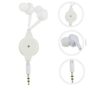 KICHOUSE in-Ear Earphone Noise Cancelling Headphone Wired Noise Cancelling Headphones Wired Earphones Headphone Wrap Retractable Headset Earplugs Wiring Storage White Retractable Earphone