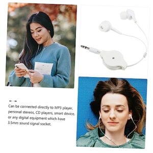 KICHOUSE in-Ear Earphone Noise Cancelling Headphone Wired Noise Cancelling Headphones Wired Earphones Headphone Wrap Retractable Headset Earplugs Wiring Storage White Retractable Earphone