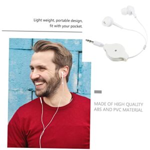 KICHOUSE in-Ear Earphone Noise Cancelling Headphone Wired Noise Cancelling Headphones Wired Earphones Headphone Wrap Retractable Headset Earplugs Wiring Storage White Retractable Earphone