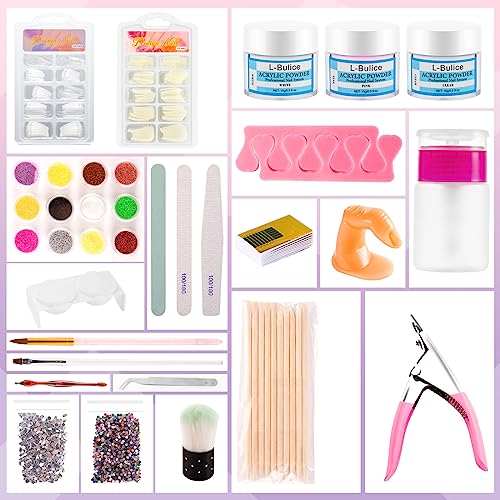 Acrylic Nail Kit, Nail Kit Set, Professional Nail Beginner Kit, 12 Glitter Acrylic Powder, Nail Art Tip, DIY Tool, Nail Supplie, Everything Acrylic Nail Brush Nail Art Supplie, Nail Tip for Beginner