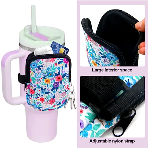 Water Bottle Pouch For Stanley Quencher Adventure 40oz 30oz Tumbler & Stanley IceFlow 20oz, Versatile Tumbler Pouch with Zipper, Gym Accessories For Women, for Keys, Wallet, Earphone, Cards, Compact