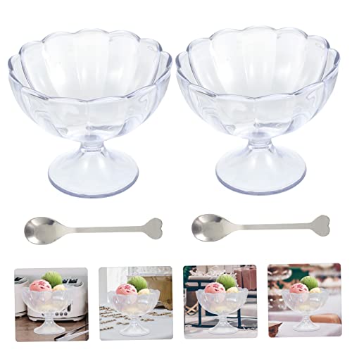 FELTECHELECTR 2pcs Dessert Goblet Glass Dessert Cups Mini Dessert Cup Glass Trifle Bowl Sundae Cup Glass Pudding Cup Footed Dessert Cup Ice Cream Footed Cup Dessert Bowl Dessert Server