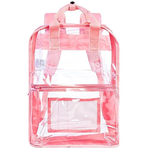 ZLYERT Clear Backpack, Heavy Duty Transparent Bookbag, Large See Through PVC Backpacks for Women and Men - (Pink)