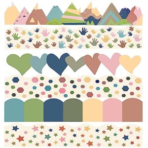 82.6ft boho bulletin board borders classroom colorful border stickers boho die-cut borders trim for classroom decor school blackboard desk(6 designs)