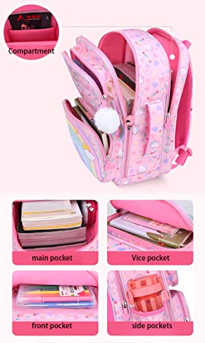 Uamdrup Pink Rainbow Unicorn Backpack For Girls,Kids GIrls Backapck With Lunch Box,16Inch Bookbag Schoolbag With Pencil Case Tote Bag