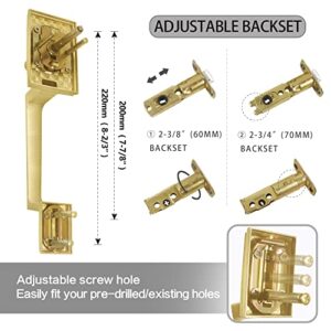 BonKuDoo Satin Brass Front Door Handle and Single Cylinder Deadbolt, Front Door Lock Set, Gold Entry Door Handle Set with Glass Door Knobs