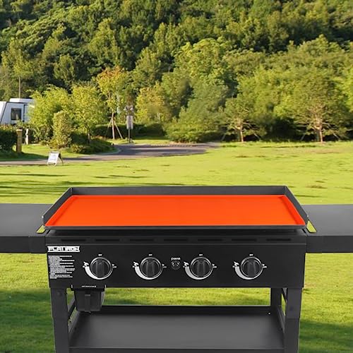 36" Silicone Griddle Mat for Blackstone, Heavy Duty Food Grade Silicone Grill Top Cover - Extra Tall Wall Design - All Season Cooking Protective Cover-Orange