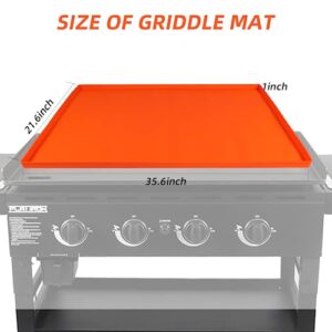 36" Silicone Griddle Mat for Blackstone, Heavy Duty Food Grade Silicone Grill Top Cover - Extra Tall Wall Design - All Season Cooking Protective Cover-Orange