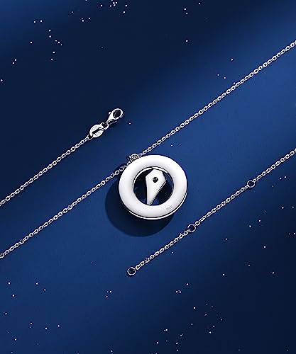 FANCIME Compass Birthstone Necklace for Women Sterling Silver Compass Jewelry Opal Pendant October Birthstone Necklace Gemstone Birthday Christmas Gifts for Girlfriend Wife Mom Her