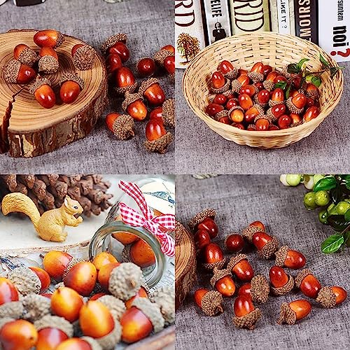 Cshangzei 200PCS Mini Artificial Acorns,Bulk Fake Acorn with Natural Cap Lifelike for Fall Thanksgiving Halloween Decoration,Wedding Decor,Vase Filler,DIY Crafts