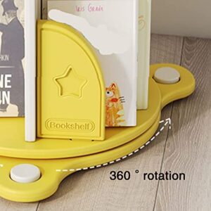 IOCCIOBB Bookcases Rotating Bookshelf Landing 360° Household Multi-Layer Picture Book Storage Rack Saves Space Rack (Color : Yellow, Size : 53 * 68cm)