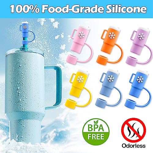 Stanley Straw Cover, 6Pcs Silicone Straw Covers for Reusable Straws, Straw Covers Cap for Stanley Cup 30&40 oz, Straw Toppers for Simple Modern Tumblers, 10mm Straw Tip Covers, Stanley Cup Accessories