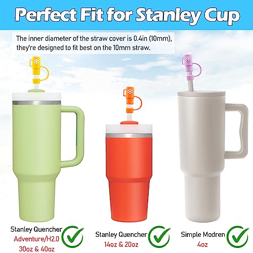 Stanley Straw Cover, 6Pcs Silicone Straw Covers for Reusable Straws, Straw Covers Cap for Stanley Cup 30&40 oz, Straw Toppers for Simple Modern Tumblers, 10mm Straw Tip Covers, Stanley Cup Accessories