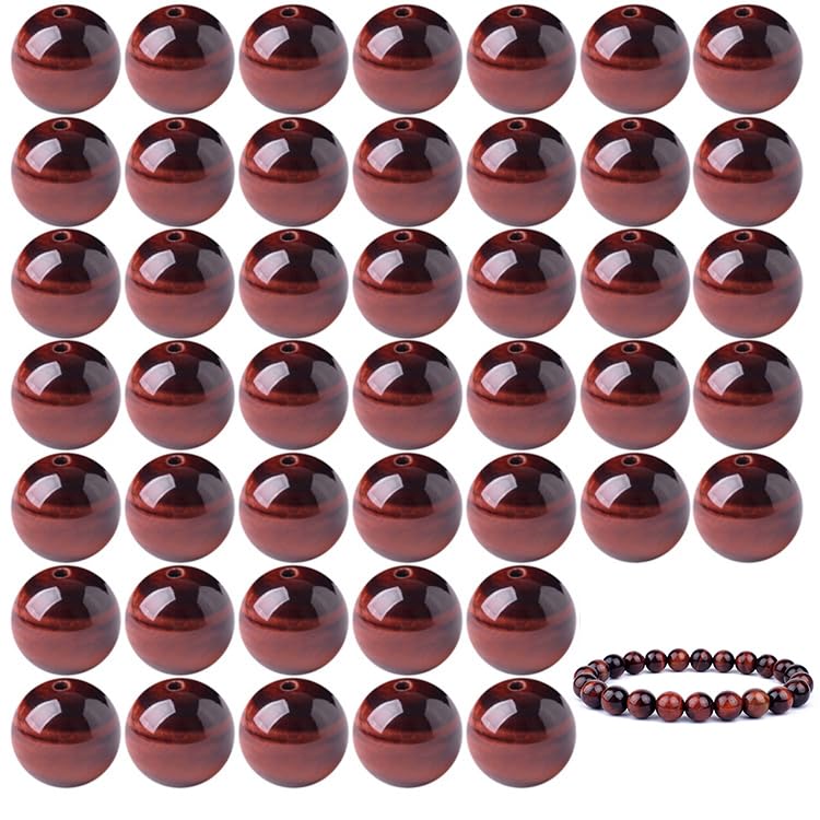 45pcs 8mm Red Tiger Eye Beads Genuine Real Beads Stone Beading Loose Gemstone Hole Size 1mm Natural Stone Beads DIY Smooth Beads for Jewelry Making(15" 1 Strand)