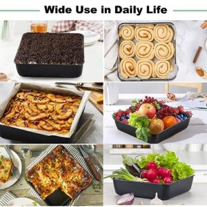 TeamFar Square Baking Pan, 8 inch Coated Square Cake Brownie Lasagna Pan with Stainless Steel Core & Non Stick Coating, for Baking Roasting Serving, Non-Toxic & Oven Safe, One Piece Design & Deep Wall