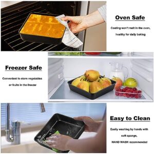 TeamFar Square Baking Pan, 8 inch Coated Square Cake Brownie Lasagna Pan with Stainless Steel Core & Non Stick Coating, for Baking Roasting Serving, Non-Toxic & Oven Safe, One Piece Design & Deep Wall