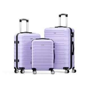 powforlife luggage 3 piece sets lightweight luggage set suitcases with spinner wheels durable travel suitcase set,lavender purple,3 piece set (20/24/28)