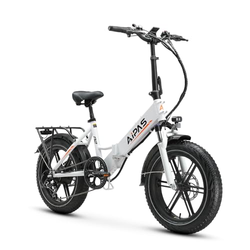 Aipas A2 Series Folding Electric Bike, 20'' Fat Tire Electric Bike with 750W Motor, 48V/11.6AH Removable Battery, 28MPH Max Speed, 55 Mile Range, Step-Through Frame and Shimano 7-Speed