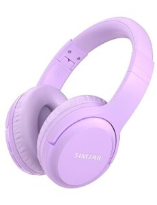 simjar kids bluetooth headphones, lightweight girl headphone with microphone, volume limiter 85/94db, 50h playtime, over ear kids wireless headphones for tablet/ipad/travel