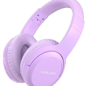 SIMJAR Kids Bluetooth Headphones, Lightweight Girl Headphone with Microphone, Volume Limiter 85/94dB, 50H Playtime, Over Ear Kids Wireless Headphones for Tablet/iPad/Travel