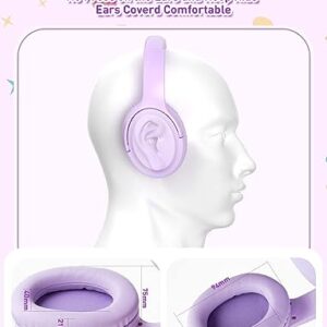 SIMJAR Kids Bluetooth Headphones, Lightweight Girl Headphone with Microphone, Volume Limiter 85/94dB, 50H Playtime, Over Ear Kids Wireless Headphones for Tablet/iPad/Travel