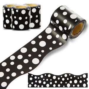 99 feet polka dot bulletin board borders black and white polka dots scalloped border trim dots classroom borders decoration for back to school bulletin board home classroom chalkboard decor,3 rolls